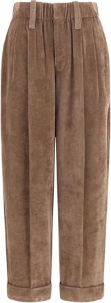 Brunello Cucinelli Hosen aus Viskose und Kaschmir mit Gummizug - - Trousers - Damen - Braun - L