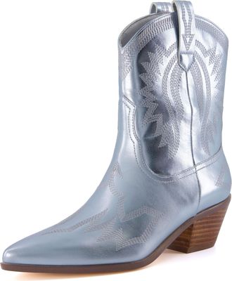 Cushionaire Damen-Westernstiefel Leon + Memory Foam, große Weiten erhältlich, Hellblau, 40 EU