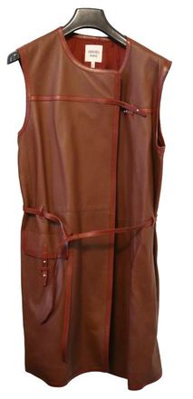 Hermès Soft Maroon Leather Long Gilet Size 40