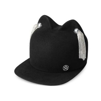Maison Michel Schwarzer Katzenohr Quastenhut - - Accessories - Damen - Schwarzk - S