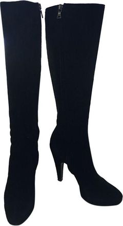 Prada Black Suede Knee Boots Size 37