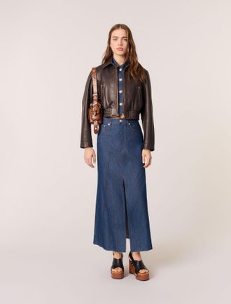 Maje Langer Jeansrock - Marineblau - Gr&ouml;&szlig;e 40 - Maje