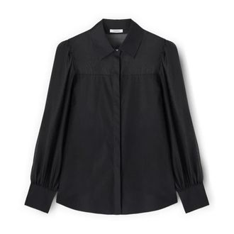 Motivi Popeline-Hemd mit halbtransparenten Eins&auml;tzen - - Blouses & Shirts - Damen - Schwarzk - 2XS