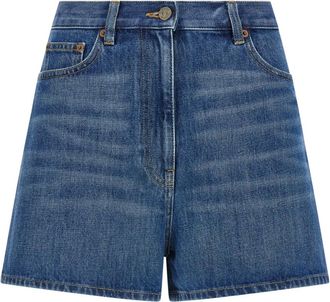 Valentino Garavani Femme, Shorts, Bleu, Taille: W28 Denim Shorts with V Gold