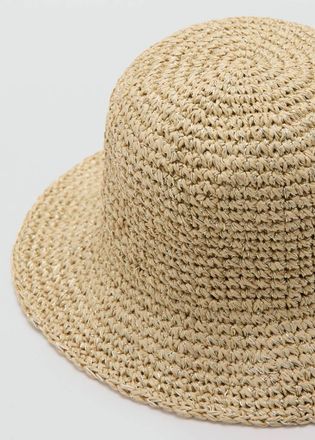 Mango Chapeau lurex fibre naturelle beige - Femme - Taille unique - MANGO