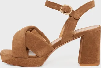 Gerard Darel Sandales &agrave; talons en cuir velours - LYA - Cognac