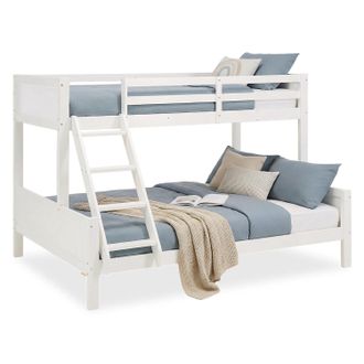 Homestyle4u Kinderbett 90x200 und 140x200 Hochbett Jugendbett Etagenbett 2 Kinder inkl. Lattenrost Kiefer Holz Wei&szlig; | Artikel 1898