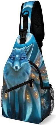 Generic Léger Sacoche Tactique Art magique du renard à neuf queues Sling Sac à Bandoulière Réglable,Casual Sac DEpaule pour école Cyclisme Randonnée