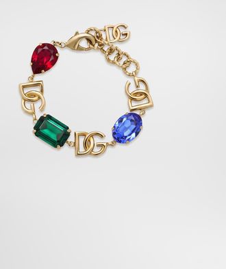 Dolce & Gabbana Armband Mit Dg-logo Und Mehrfarbigen Strasssteinen - Frau Bijoux Mehrfarbig Metall Onesize