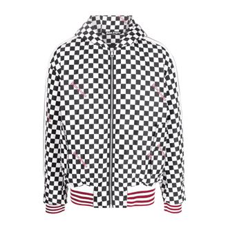 Palm Angels Sweatshirt mit Rei&szlig;verschluss und Damier-Kragen - - Sweatshirts & Hoodies - Herren - Wei&szlig; - M