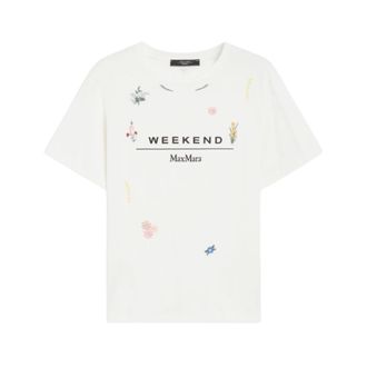 Max Mara Femme, Tops, Blanc, Taille: 44 FR T-shirt Olga en coton avec broderie