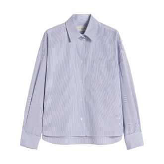 Max Mara Gekropptes Hemd aus Baumwollpopeline - - Blouses & Shirts - Damen - Blau - 3XS