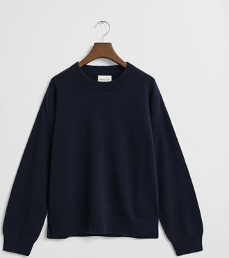 GANT Damen Superfine Lambswool Rundhalspullover (XXXL) EVENING Blau