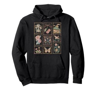 Trendy Apparel Stamps Collage Butterflys Fresh Fruit Cactus Pullover Hoodie