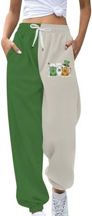 Generic HUIFUAO Pantalon de surv&ecirc;tement pour la Saint-Patrick pour femme, pantalon de jogging tr&egrave;fle dr&ocirc;le, costume irlandais, pantalon de tr&egrave;fle irlandais, p