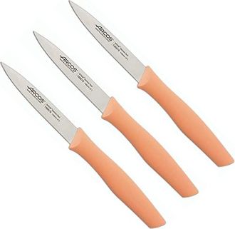 Arcos | Set 3 Sch&auml;lmesser | Messer Sch&auml;lmesser | Kartoffelsch&auml;lermesser | Edelstahl NITRUM | Klinge 100 mm | &Ouml;kologische Verpackung | Farbe Korallen, Korall