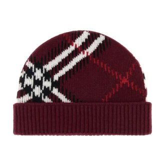 Burberry MH Core Check Beanie - - Accessories - Damen - Rot - ONE SIZE