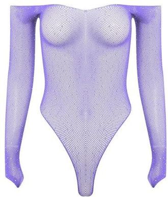 Generic YUJIEBB Justaucorps extensible &agrave; manches longues en r&eacute;sille avec strass brillants pour femme, lavande, Taille unique