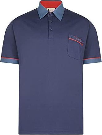 Gabicci Vintage 1973 Polo uni avec col contrasté et passepoil, bleu marine, XXL