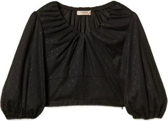 Twinset Femme, Blouses et Chemises, Noir, Taille: 40 FR Blouse ample en tulle et mousseline &agrave; col bateau