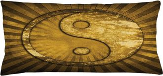 Abakuhaus Ying Yang Kissenbezug, Industrielles Design, Beidseitiges Digitaldruck mit Reißverschluß Farbfest Pflegeleicht und Waschbar, 90 x 40 cm, Braun Hellbra