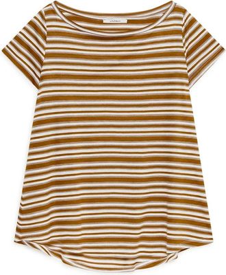 Maliparmi Maliparmi, Femme, Tops, Brun, Taille: 42 FR T-Shirt Rayures d&Eacute;t&eacute;