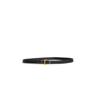 Saint Laurent Grained leather Cassandre thin belt