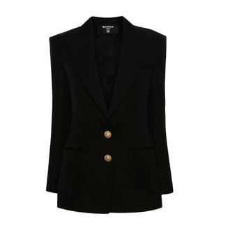 Balmain Femme, Vestes, Noir, Taille: 40 FR Veste ajust&eacute;e en laine avec boutons iconiques du lion