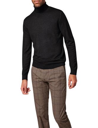Pierre Cardin Herren Pullover Rundhals Strick Rolli | M&auml;nner Basic Strickpulli | Mordern Fit | Garment Dyed Washed | Schwarz 5037 9000 | M