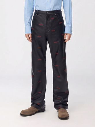 Loewe Hoch taillierte Hose von aus Lamm-Nappaleder mit geradem Bein und Logo