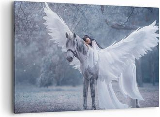 Arttor Bilder auf Leinwand 100x70cm Leinwandbild mit Rahmen Frau Pferd Natur Gro&szlig; Wanddeko Bild Schlafzimmer K&uuml;che Deko Wandbilder Dekoration Wohnzimmer Wall