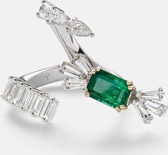 Yeprem Bague Reign Supreme en or blanc 18 ct, diamants et émeraude