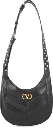 Valentino Garavani Mens Hobo Bag Black Leather Shoulder