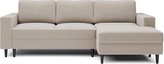 Selsey Nalika L-förmiges Eckschlafsofa mit Stauraum aus beigem hydrophobem Velours, rechtsseitig