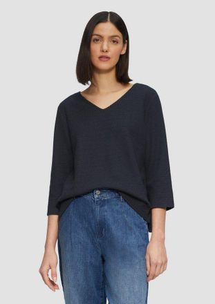 s.Oliver 3/4 Arm-Pullover Sweatshirt Strukturiertes Sweatshirt aus Baumwollmix mit 3/4-Ärmeln