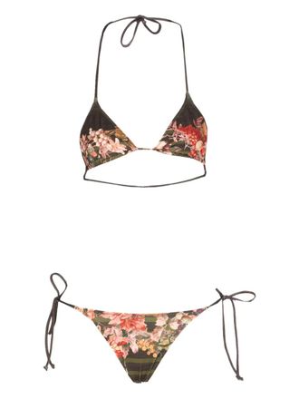 Jean Paul Gaultier Bikini mit Blumen-Print - Gr&uuml;n