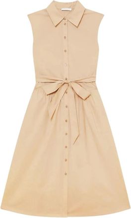 Patrizia Pepe Femme, Robes, Beige, Taille: 34 FR Robe Chemise Midi en Coton Beige