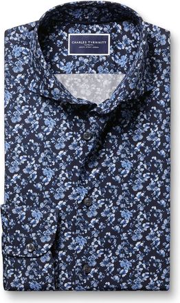 CHARLES TYRWHITT Hemd aus Liberty Fabric mit großem Blumenmuster - Marineblau