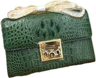 Generic Sac cabas pour femme en cuir de crocodile exotique authentique, petit sac &agrave; main pour femme en cuir dalligator v&eacute;ritable, sac &agrave; rabat avec bandouli&egrave;re