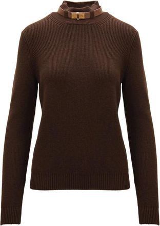 Elisabetta Franchi Femme, Pulls, Brun, Taille: 38 FR Pull &agrave; Col Roul&eacute;