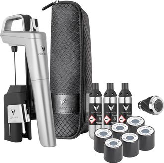 Coravin Timeless Six+ Weinkonservierungssystem | Einfach zu Bedienen & Schützt Wein vor Oxidation für 2+ Jahre | Inkl. Weinbelüfter & Tragetasche, Silber