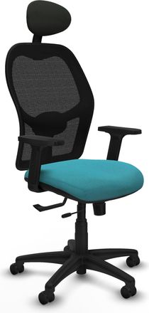 Piqueras y Crespo Drehstuhl mit 2D-Armlehnen, h&ouml;henverstellbarer Lendenwirbelst&uuml;tze und festem Kopfteil, ausgestattet mit Syncro/Traslack und Schneideschaum, Schwarz/T&uuml;