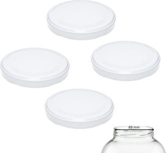 mikken Art 4 Deckel TO 100/10,3 cm für Einmachgläser Twist-Off Ersatzdeckel Schraubdeckel für grosse Gläser Farbe weiß