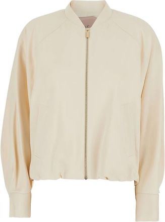 Twinset Femme, Vestes, Blanc, Taille: 40 FR Veste &agrave; Volants et &Eacute;cusson Logo au Dos