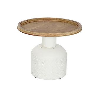 DKD Home Decor Beistelltisch, Wei&szlig;, nat&uuml;rliches Metall, Fichte 61,5 x 61,5 x 51 cm