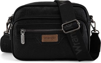 Montana West Wrangler Damen Crossbody-Tasche, Schwarz, M, Vintage-Stil, Utility, Wildlederimitat, Rei&szlig;verschluss, Sling, Handtasche