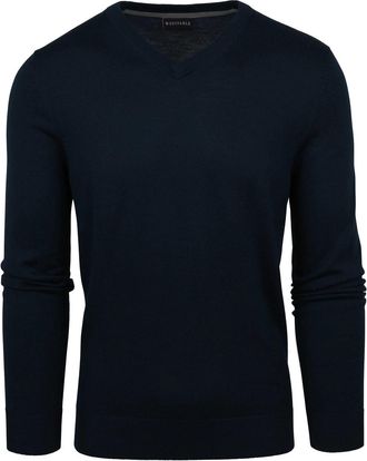 Suitable Pullover &agrave; col en V Merino Navy