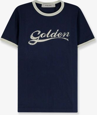 Golden Goose Cotton T-shirt with printed logo on the front - GOLDEN GOOSE DELUXE BRAND - gender_Man