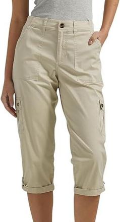 Generic Bermuda long pour femme - Style d&eacute;contract&eacute; - Pour l&eacute;t&eacute; et le printemps - Coupe droite - Avec poche - Ourlet roul&eacute; - Pantalon court, kaki, XXL