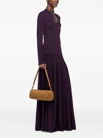 Paco Rabanne Wool-Knit Floor-Length Skirt - Purple
